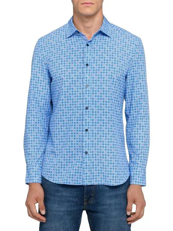 CON.STRUCT Quadruple Diamond Woven Long Sleeve Basic - Chambray Blue