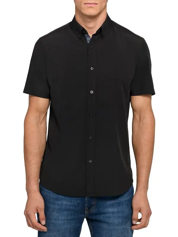 CON.STRUCT Solid Woven Short Sleeve Basic - Black