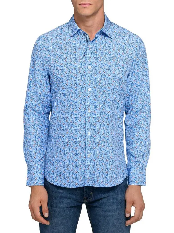 CON.STRUCT Amber Floral Woven Long Sleeve Basic - Chambray Blue