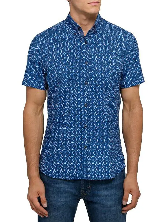 CON.STRUCT Dot Woven Short Sleeve Basic - Navy/coral