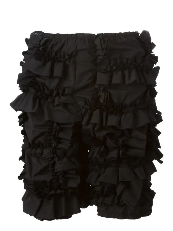 Comme Des Garçons Ruffled Wool Shorts - Black
