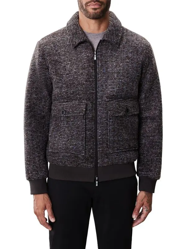 Robert Barakett Crue Tweed Bomber Jacket - Dark Brown