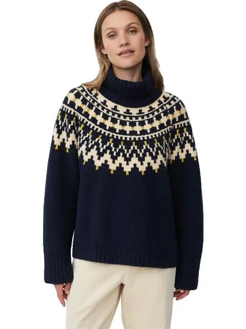 MASAI COPENHAGEN Long Sleeve High Neck Knit Sweater - Navy Blazer