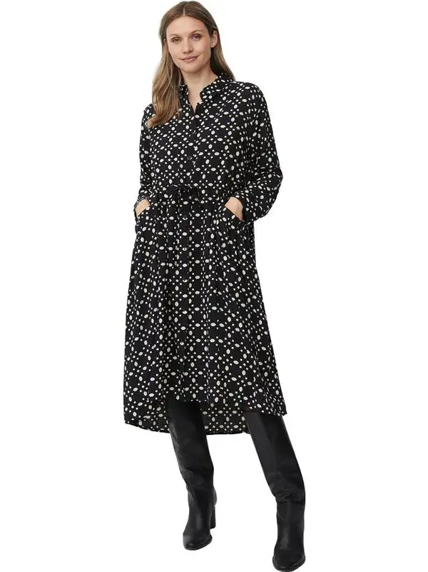 MASAI COPENHAGEN Manovany Long Sleeve Shirt Midi Dress - Black