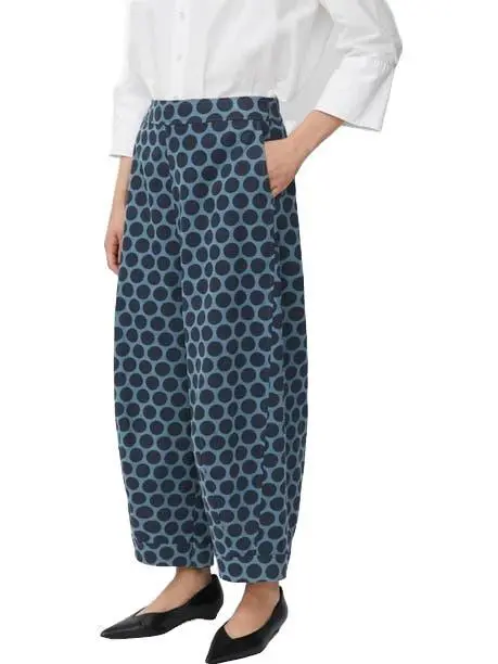 MASAI COPENHAGEN Cropped Velvet Wide Leg Pants - Navy Blazer