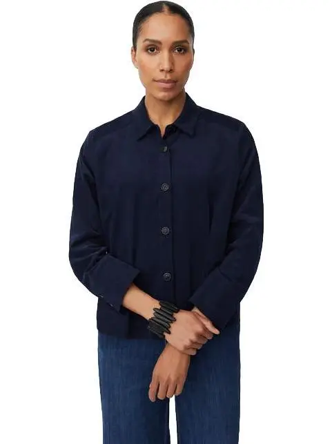 MASAI COPENHAGEN Long Sleeve Velvet Shirt - Navy Blazer