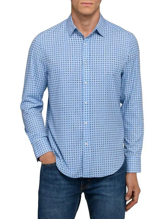 BROOKLYN BRIGADE Faded Dot Print Woven Long Sleeve Basic - Dusty Blue
