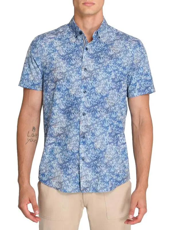 BROOKLYN BRIGADE Branches Woven Short Sleeve Basic - Navy/teal