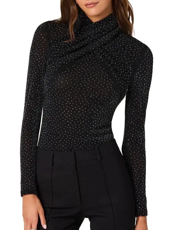 Astr The Label Embellished Shimmer Crossover Top - Black
