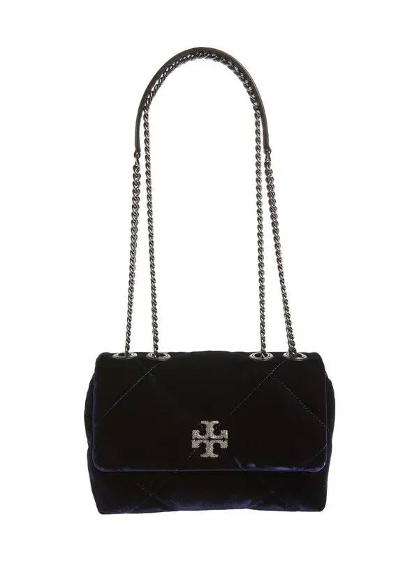 Tory Burch Kira Velvet Quilted Convertible Shoulder Bag - Perfect Navy