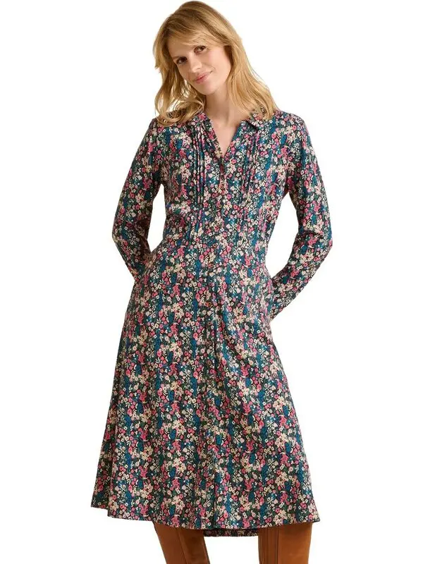 BRAKEBURN Charlotte Long Sleeve Shirt Midi Dress - Multi