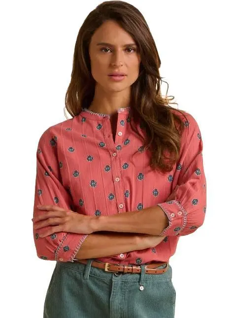 BRAKEBURN 3/4 Sleeve Round Neck Shirt - Pink