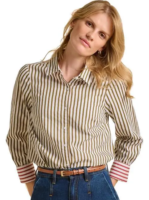 BRAKEBURN Long Sleeve Striped Shirt - Green