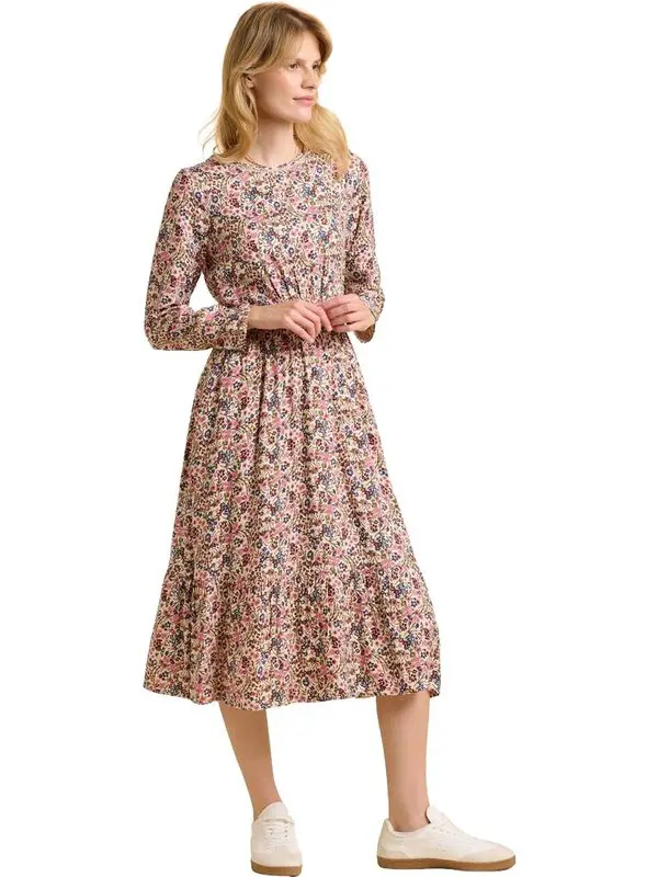 BRAKEBURN Abloom Floral Midi Dress - Cream