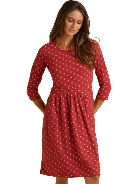 BRAKEBURN Freya Embroidered Midi Dress - Red