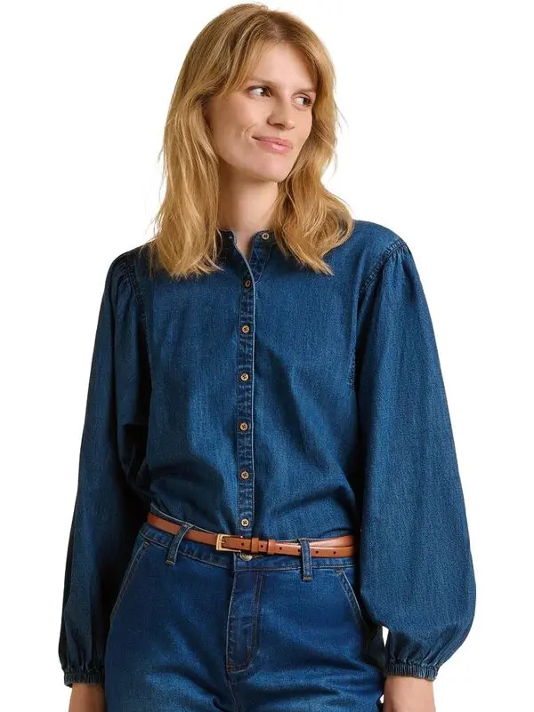 BRAKEBURN Auri Long Sleeve Denim Shirt - Blue