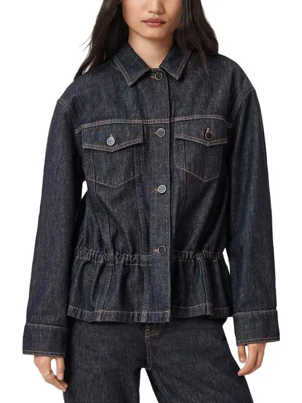 ALLSAINTS Denby Peplum Trucker Jacket - Raw Indigo Blue