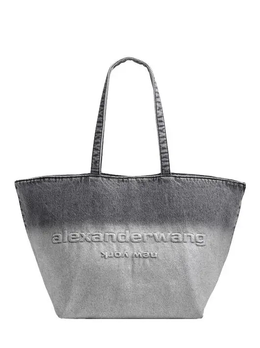 Alexander Wang Punch Dip Coated Denim Tote - Light Grey Aged/silver