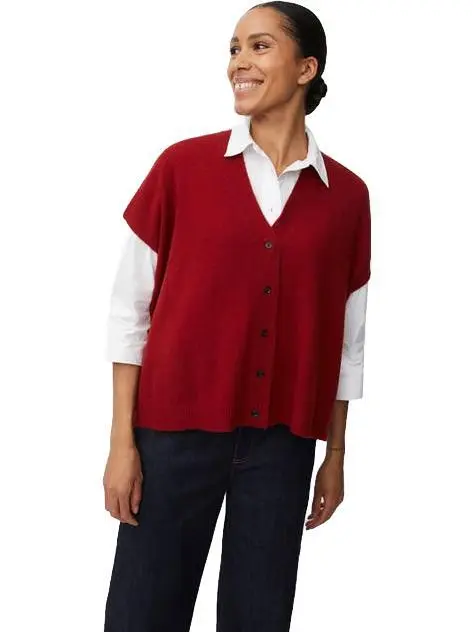 MASAI COPENHAGEN Malucanne Short Sleeve V-neck Cardigan - Red Dahlia