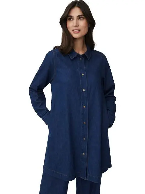 MASAI COPENHAGEN Long Sleeve Denim Shirt - Dark Denim
