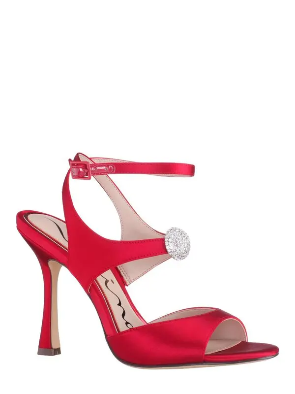 Nina Dahlia Embellished Ankle Strap Sandal - Red
