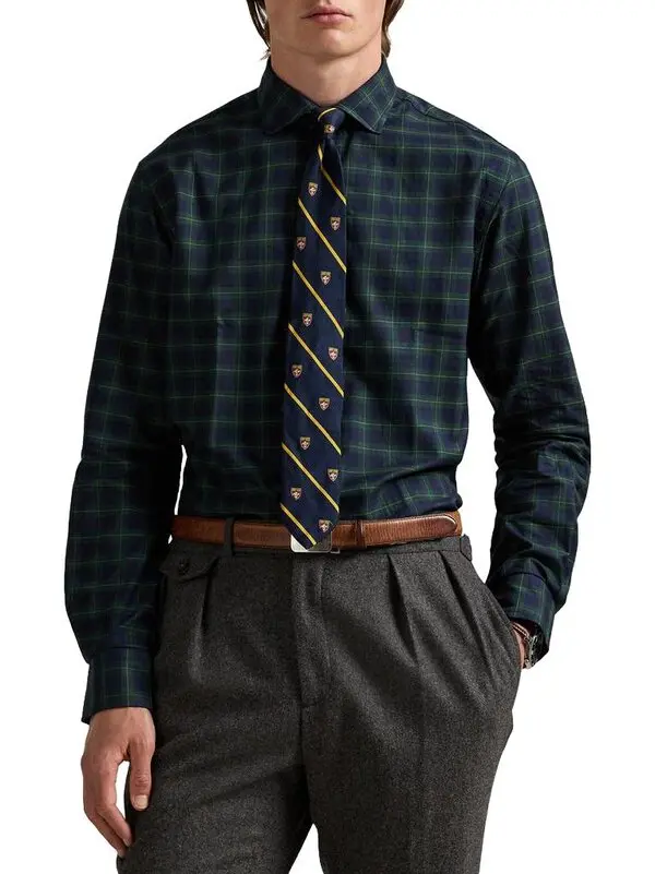 Polo Ralph Lauren Classic Fit Plaid Cotton Twill Button-up Shirt - Navy Green Multi