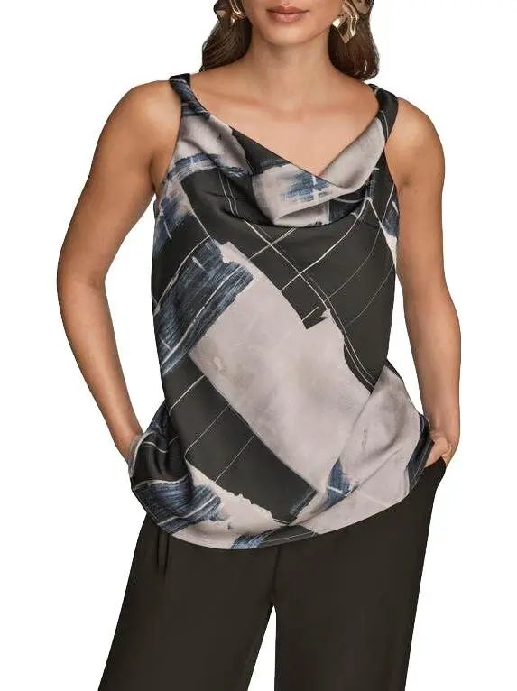 Donna Karan New York Mixed Print Twist Shoulder Tank - Vapor Multi