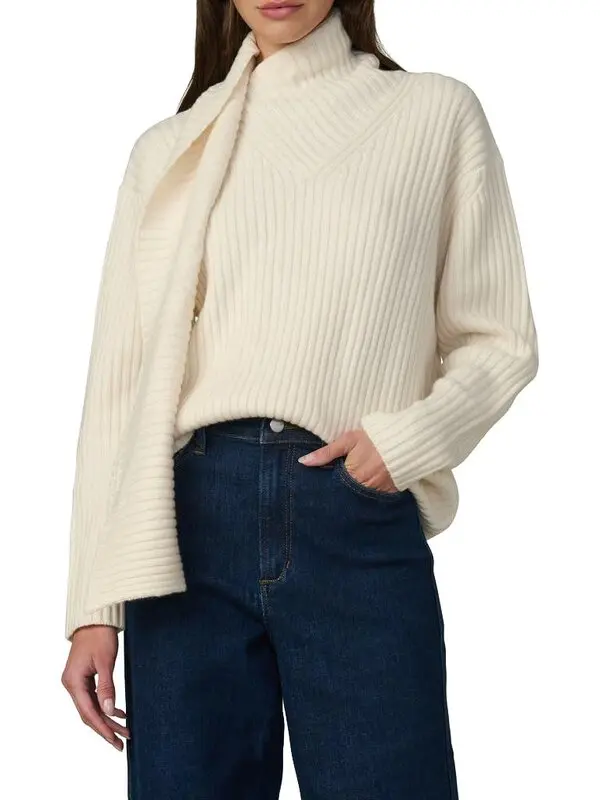 Joe's Jeans The Noa Ribbed Wool Blend Scarf Sweater - Ecru