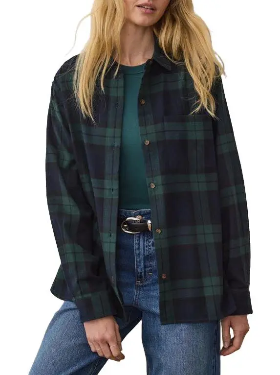 Marine Layer Relaxed Fit Organic Cotton Plaid Button-up Shirt - Evergreen Plaid