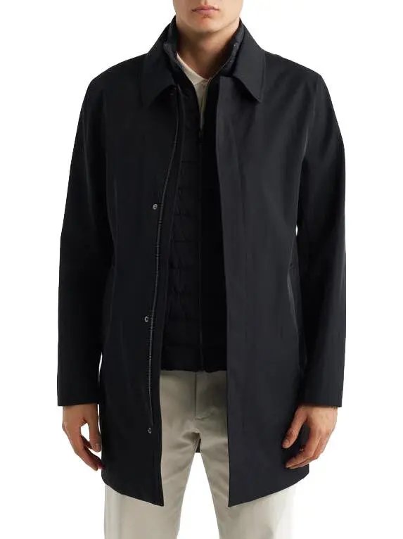 REISS Logan Water-resistant Overcoat With Removable Funnel Neck Insert - Black