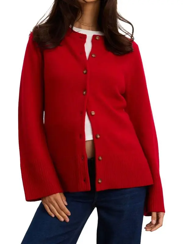 Hatch The Celine Contour Cardigan - Cherry