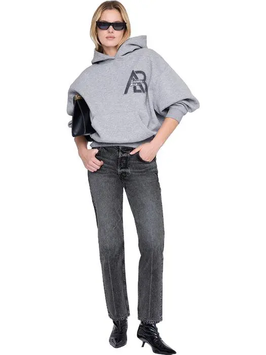 ANINE BING Letterman Jaci Hoodie - Medium Heather Grey