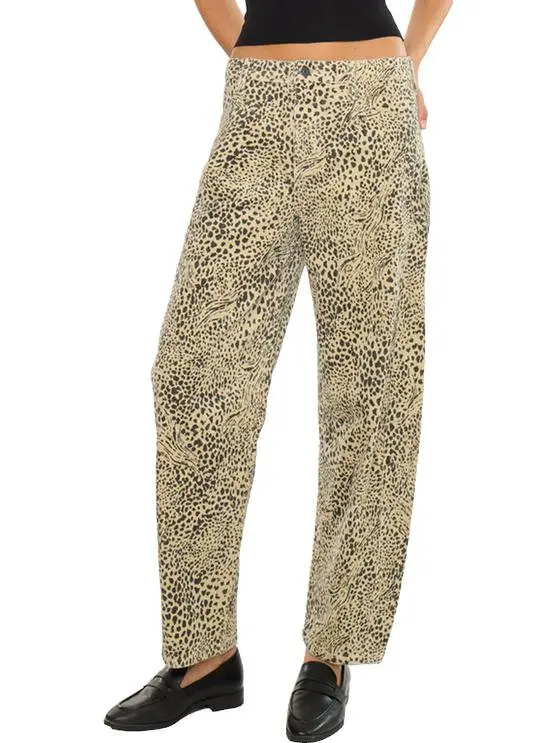 KANCAN Lydia Low Slung Barrel Jeans - Leopard Print