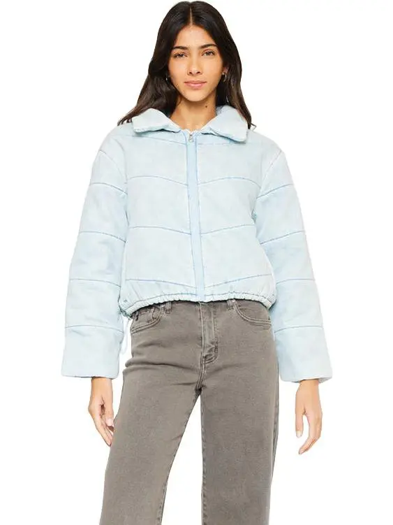 KANCAN Luciana Denim Puffer Jacket - Light Wash