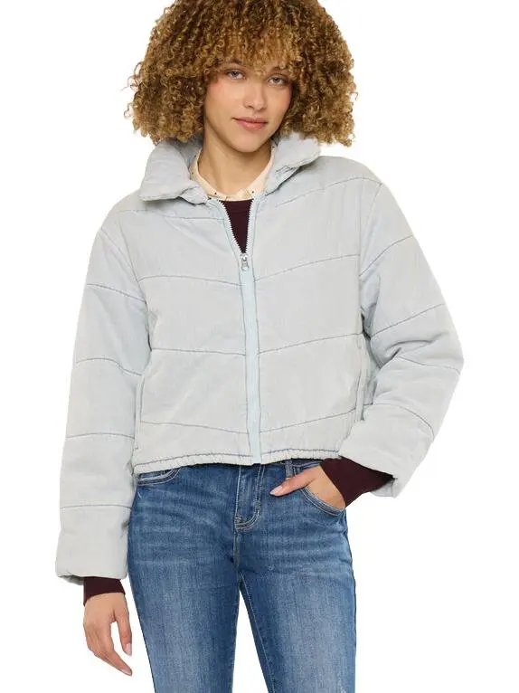 KANCAN Luciana Denim Puffer Jacket - Light Wash