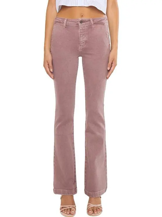 KANCAN Max Mid Rise Trouser Bootcut Jeans - Mauve