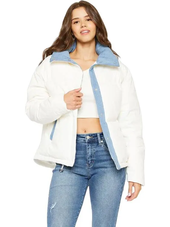 KANCAN Relaxed Puffer Jacket - White/blue