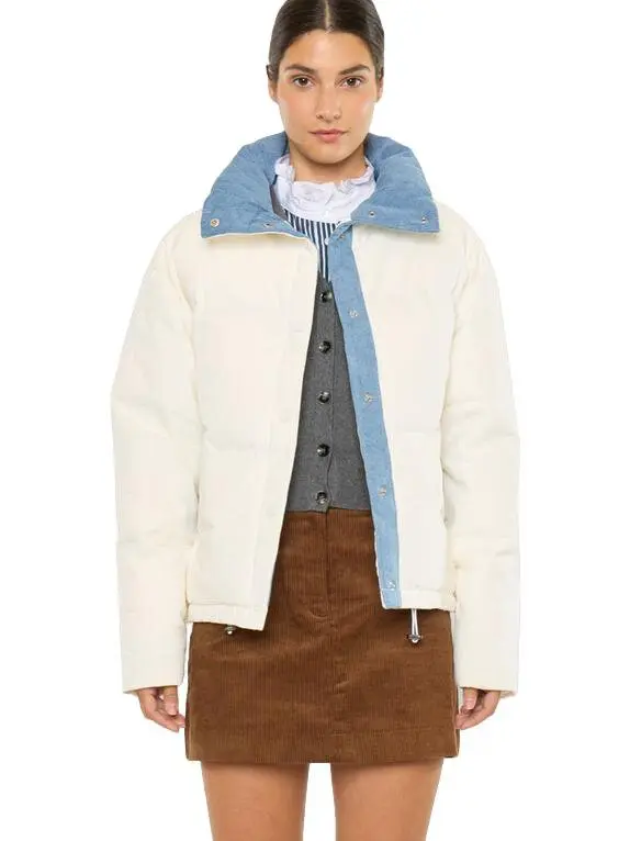 KANCAN Relaxed Puffer Jacket - White/blue