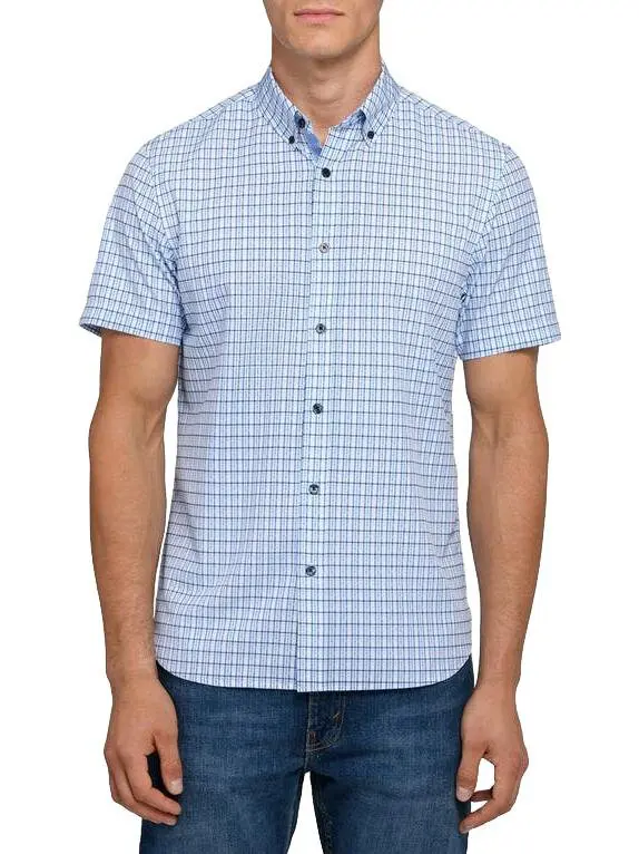 CON.STRUCT Plaid Woven Short Sleeve Basic - White/blue