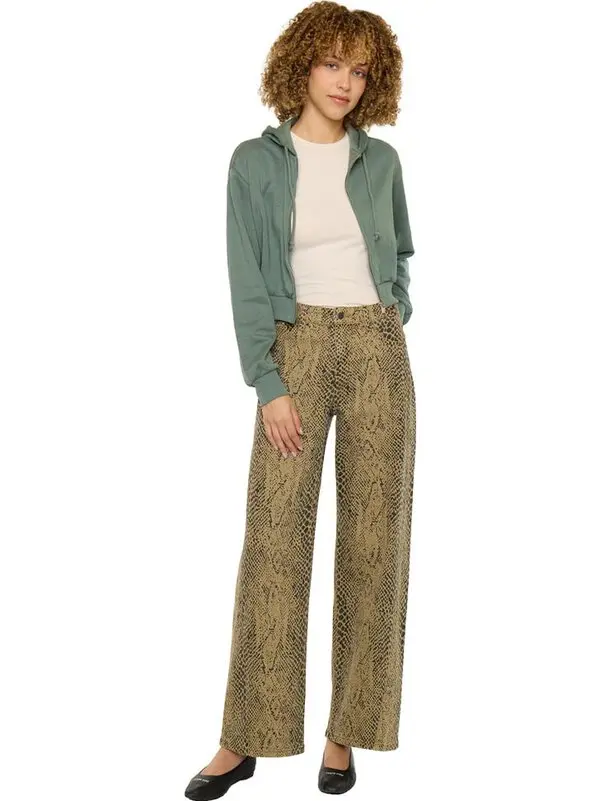 KANCAN Juno Low Slung Baggy Wide Leg Pants - Python Print