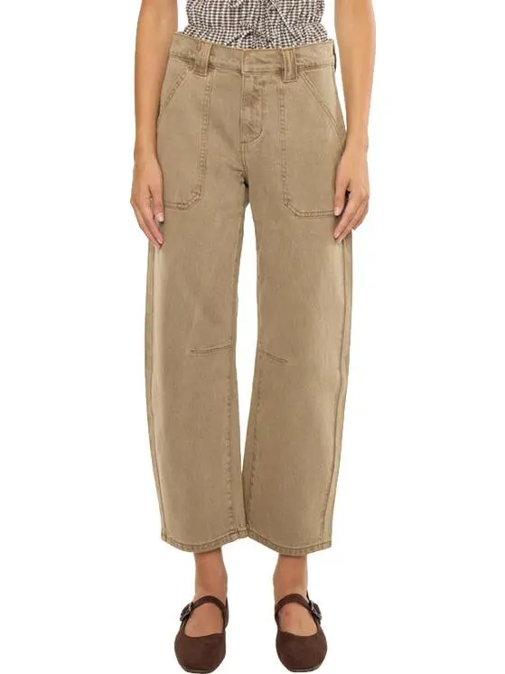 KANCAN Low Slung Barrel Jeans - Tan