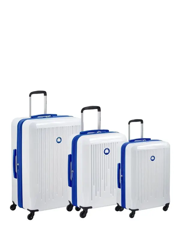 DELSEY PARIS 3-piece Hardside Expandable Suitcase Set - White/blue