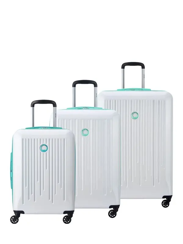 DELSEY PARIS 3-piece Hardside Expandable Suitcase Set - White/teal