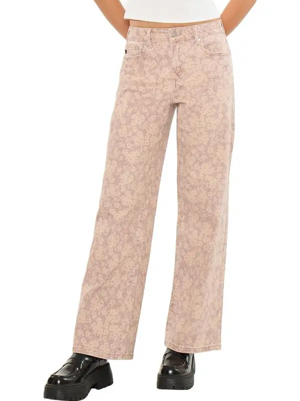 KANCAN High Rise Wide Leg Jean - Dusty Rose