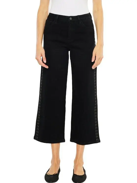 KANCAN Sterling High Rise Crop Wide Leg Jeans - Black