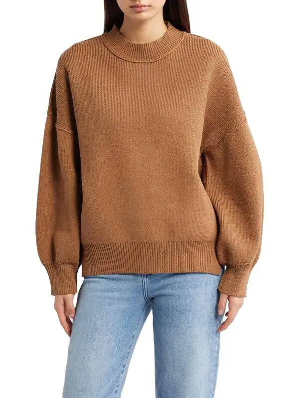 ALL IN FAVOR Oversized Ribbed Cotton-blend Sweater - Mocha