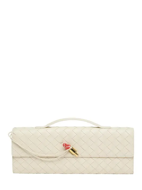 Bottega Veneta Andiamo Leather Clutch Bag - Sea Salt