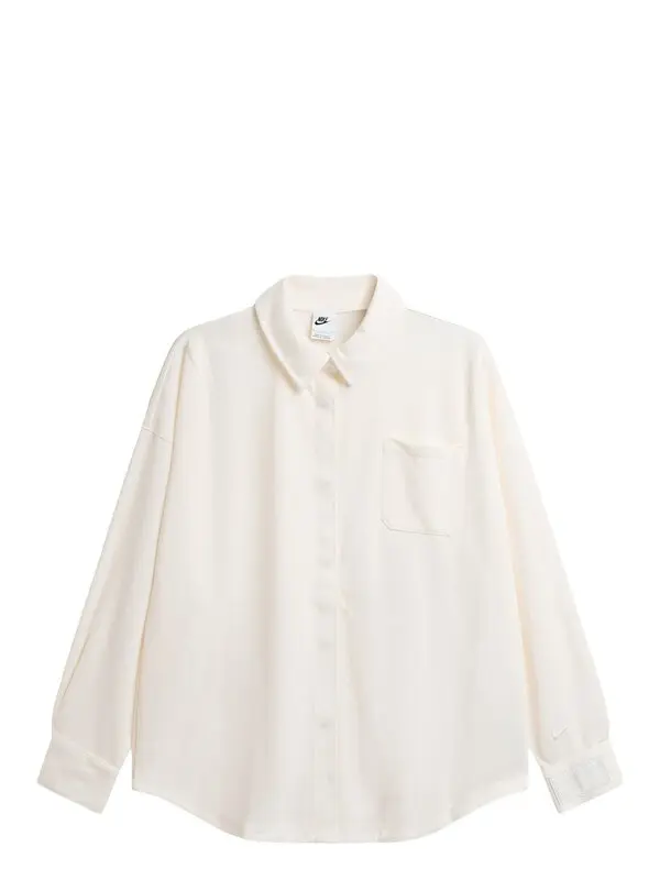 Nike Sportswear Oversized Jacquard Striped Button-down Shirt - White