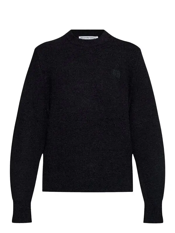 Alexander Wang Embroidered Logo Relaxed Crewneck Pullover - Black