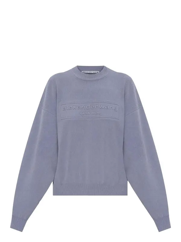 Alexander Wang Embossed Logo Ribbed Pullover - Purple